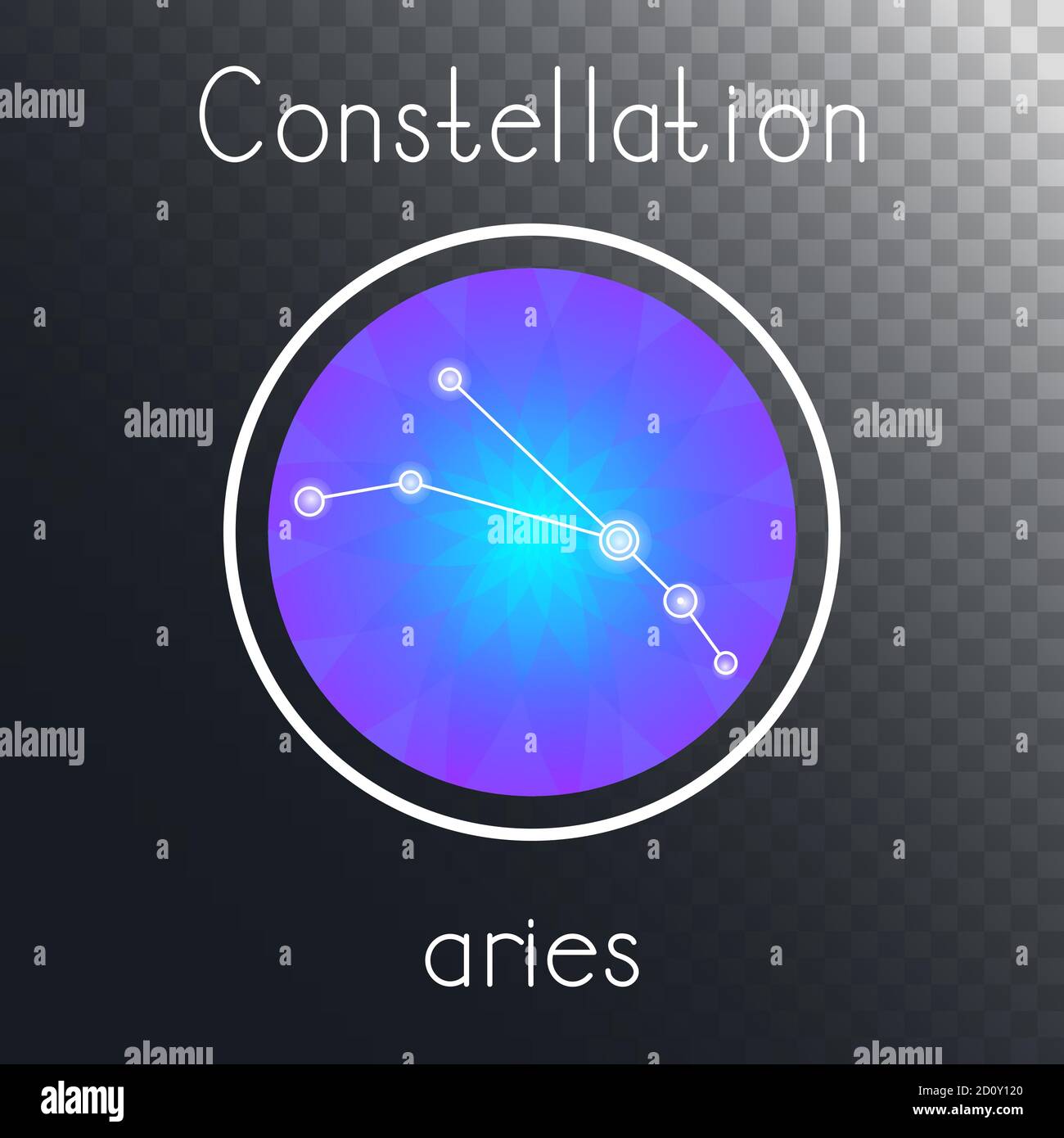 Vector round icon with Zodiac constellation ARIES on a transparent ...