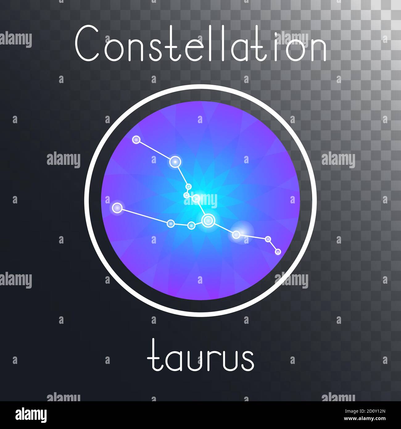 Vector round icon with Zodiac constellation TAURUS on a transparent ...