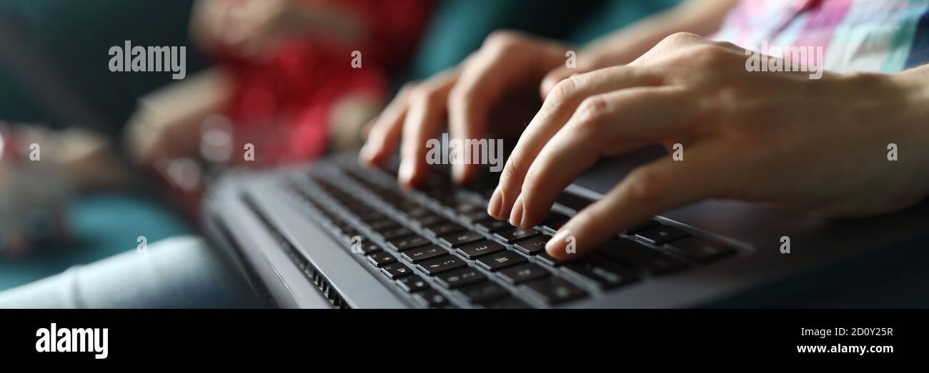 Adult hand and buttons Stock Photo - Alamy