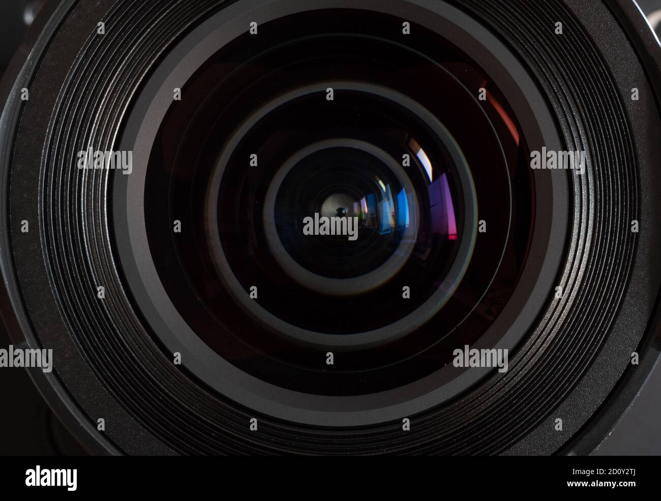 Close-up camera lens with color reflections Stock Photo - Alamy