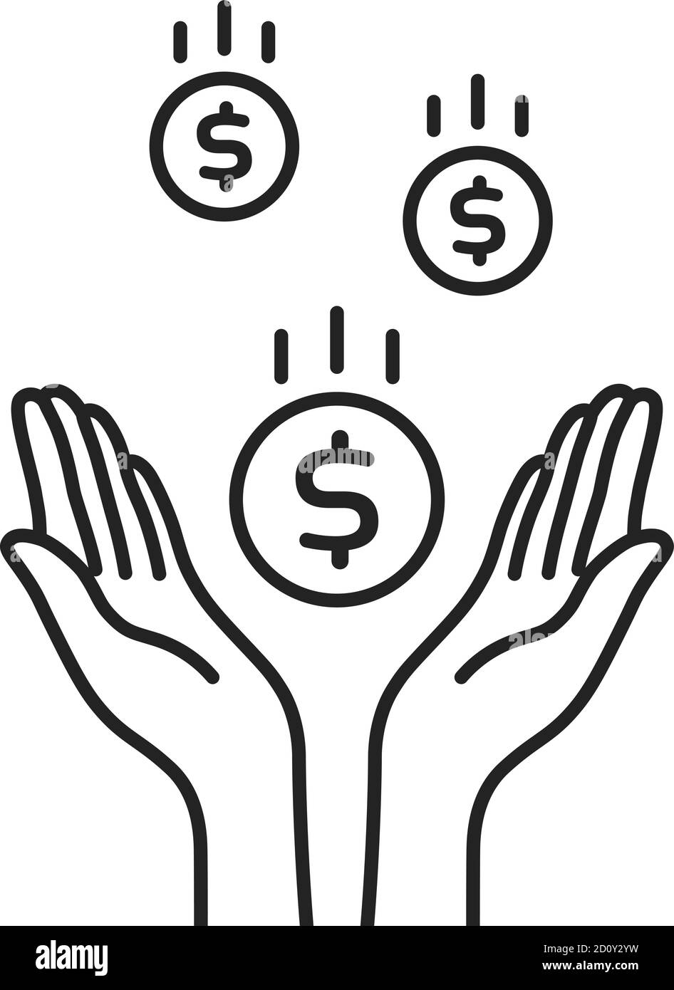 Black hand holding coins Stock Vector Images - Alamy