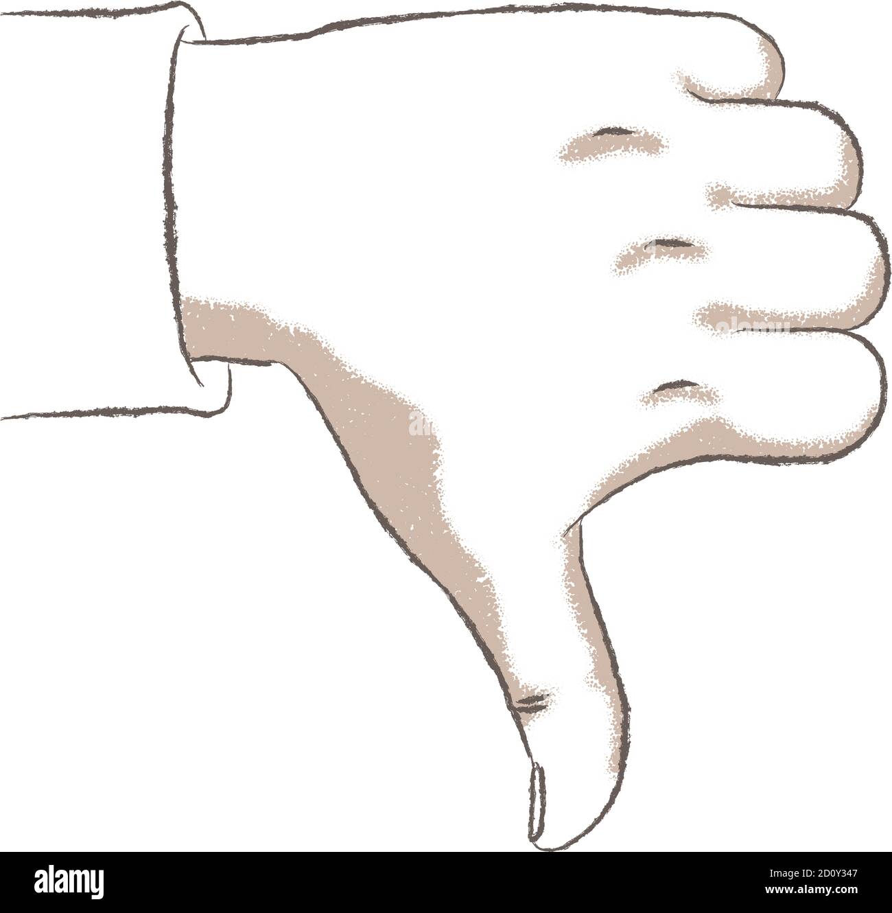 Retro look illustration with a rough texture of a hand with the thumb ...