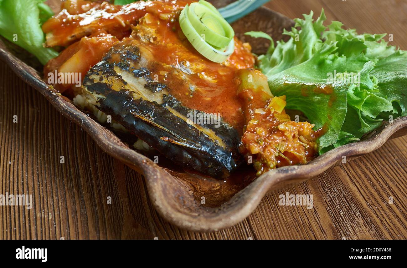 Coo-Coo and Flying Fish, national dish of Barbados, cornmeal and okra ...