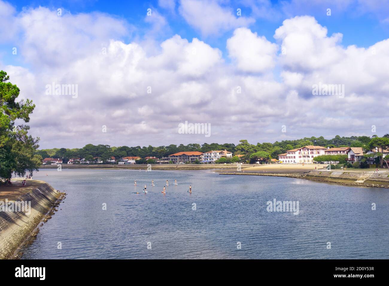 Group of people on paddle boards going from the Hossegor canal to the ...
