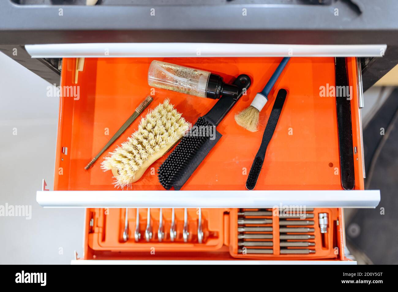 Tool box, equipment for dry cleaning and detailing Stock Photo - Alamy