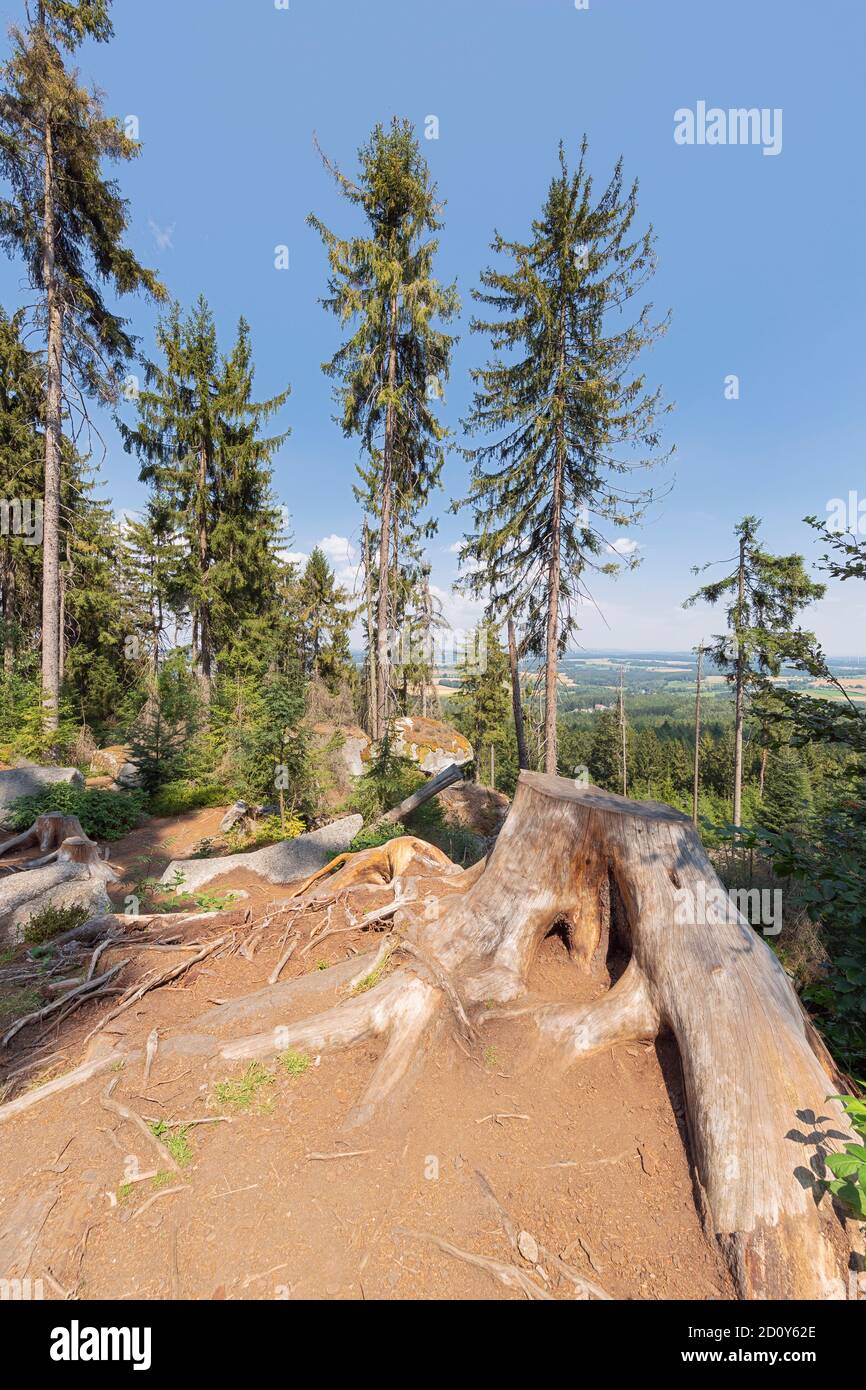 Landscape around the Luisenburg rock labyrinth seen from a hill in the ...