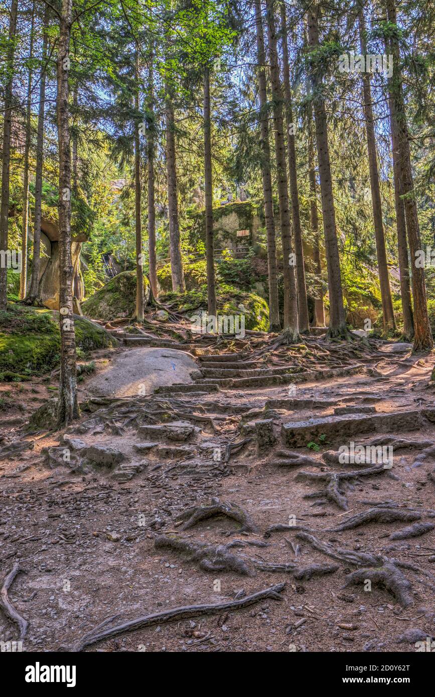 A adventurous path through the Luisenburg rock labyrinth winding up a ...