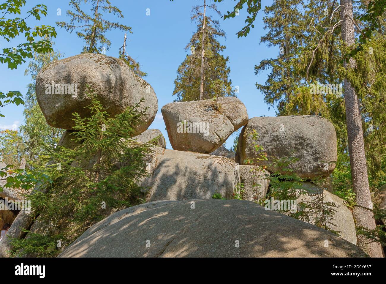 Giant rock boulders along the path in the Luisenburg rock labyrinth ...