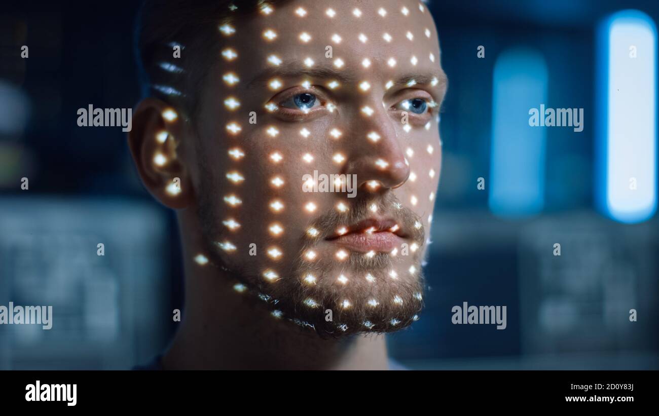 Handsome Young Caucasian Man is Identified by Biometric Facial ...