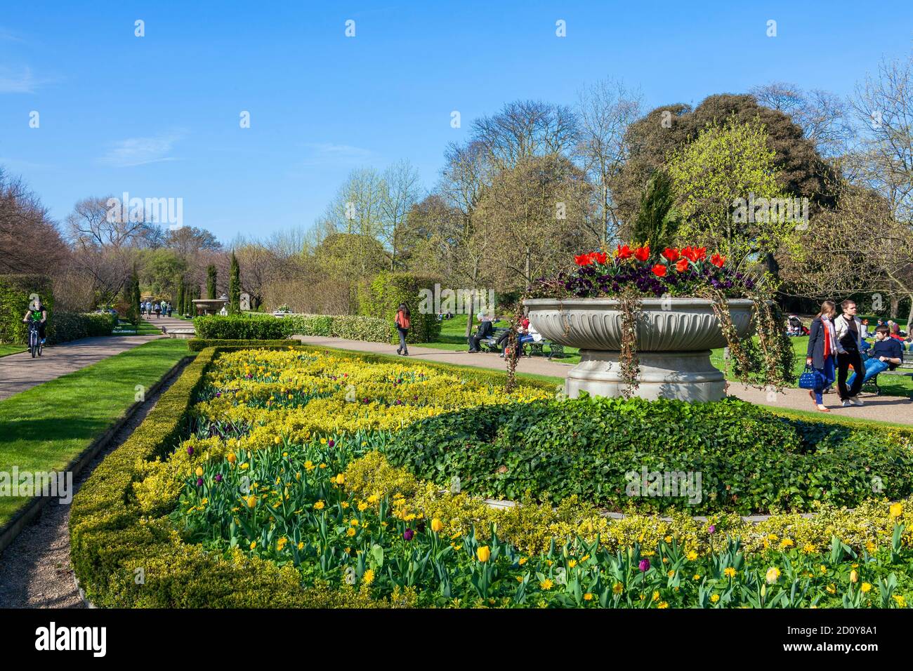 London, UK, April 1, 2012 : Regents Park with spring formal flower bed ...