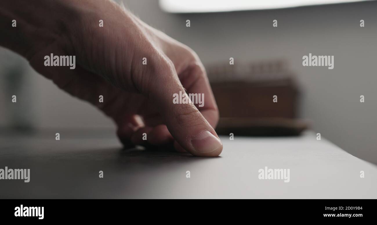 man hand touches terrazzo countertop, wide photo Stock Photo - Alamy