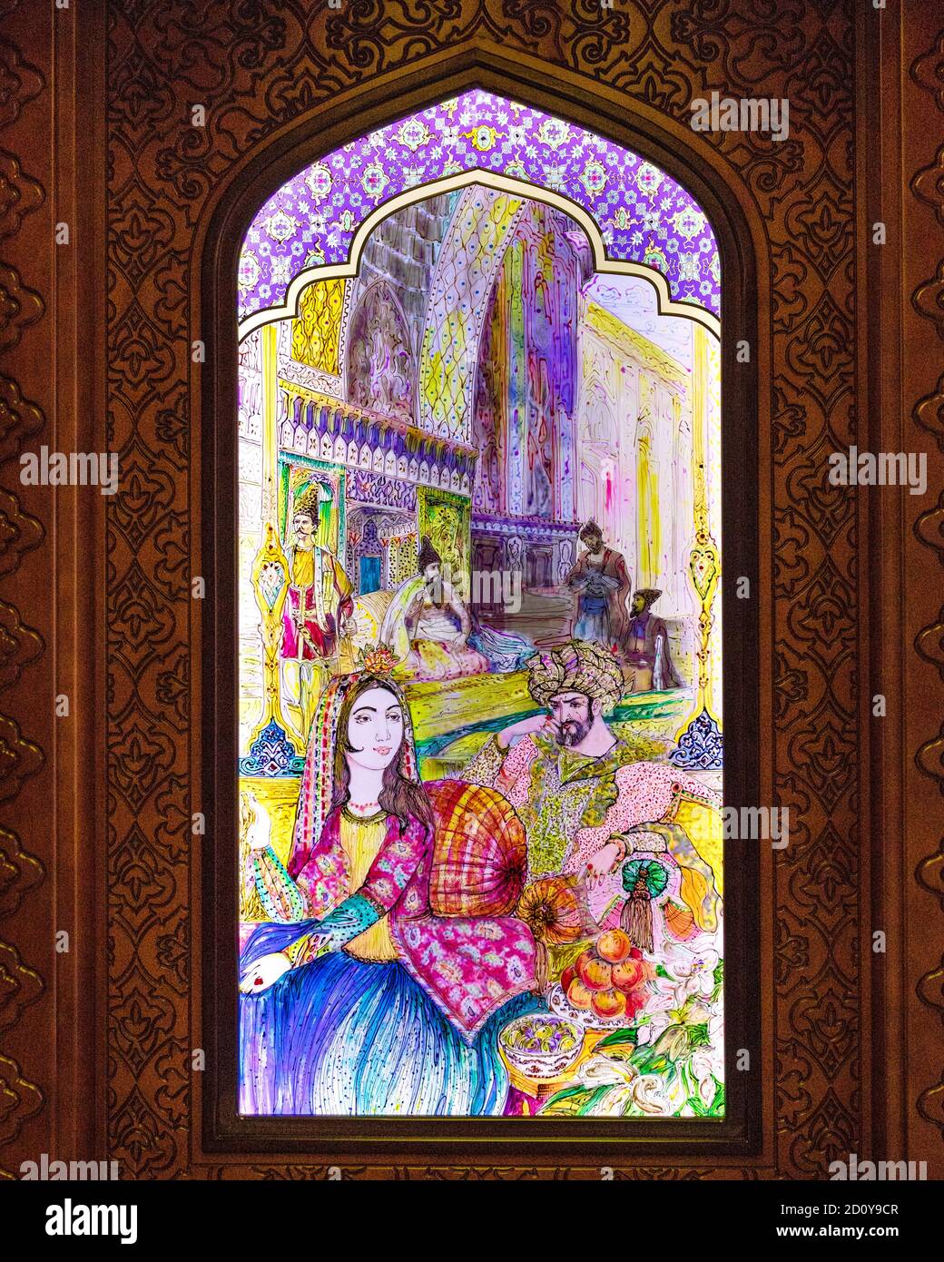 Old Azerbaijani style pattern, painting on the wall Stock Photo - Alamy