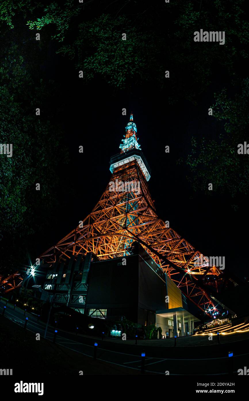 tokyo tower illuminated at night Stock Photo - Alamy