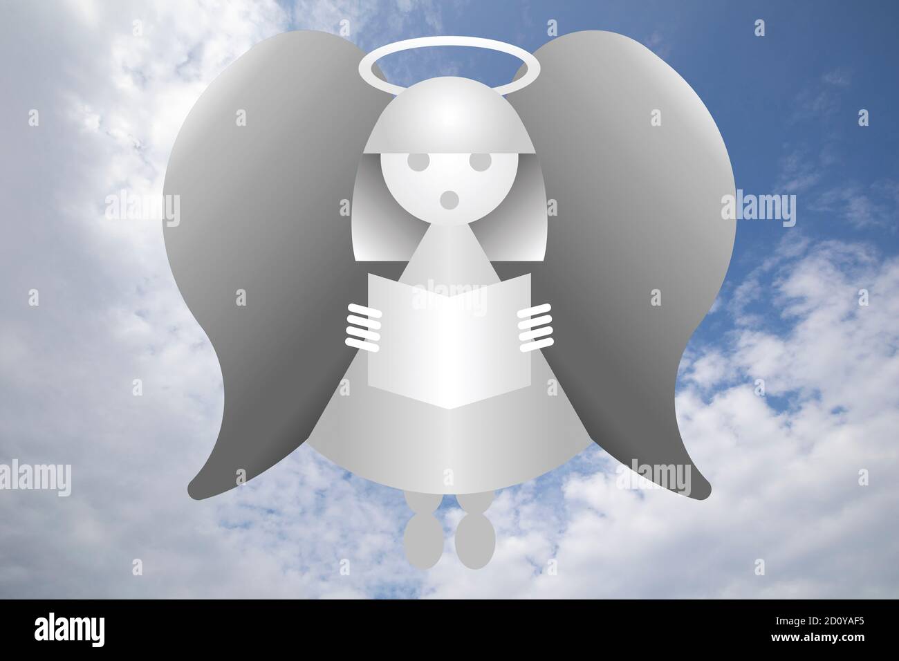 Angelic messenger angel in heaven set against a blue cloudy sky Stock ...