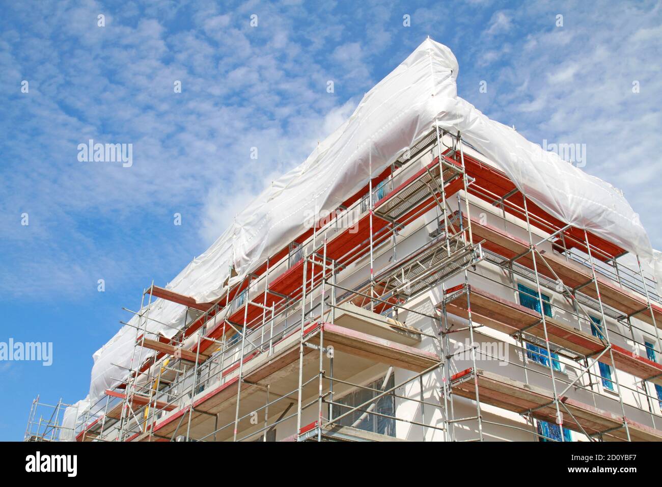 scaffolding on construction site of a residential building Stock Photo ...