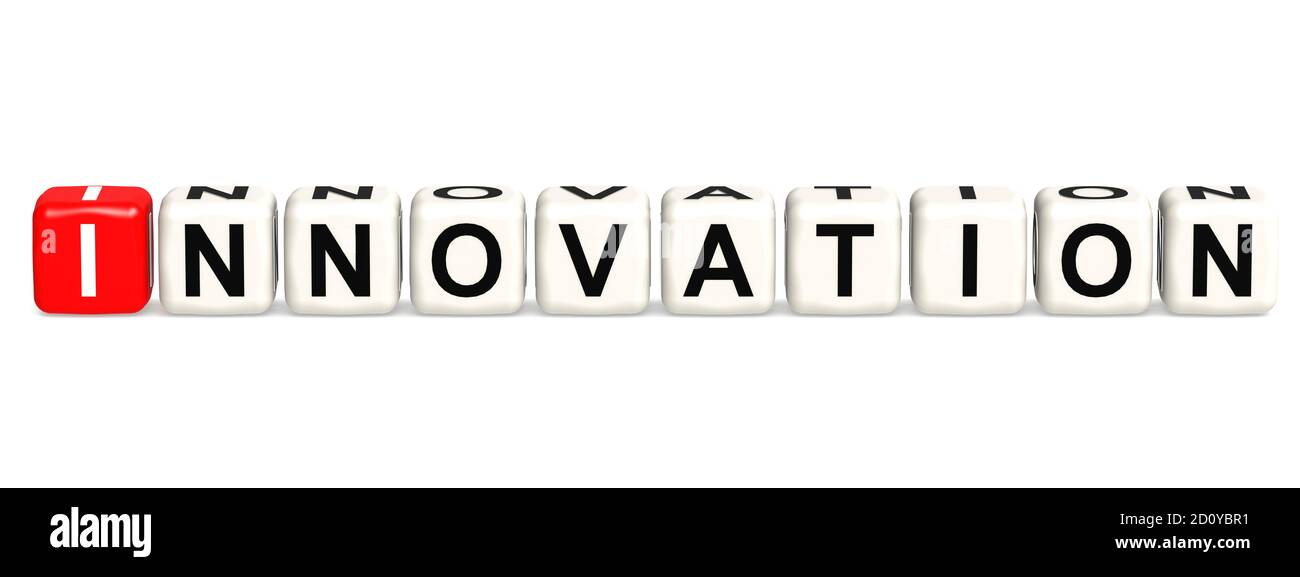 Innovation word concept on cube block isolated, 3d rendering Stock ...