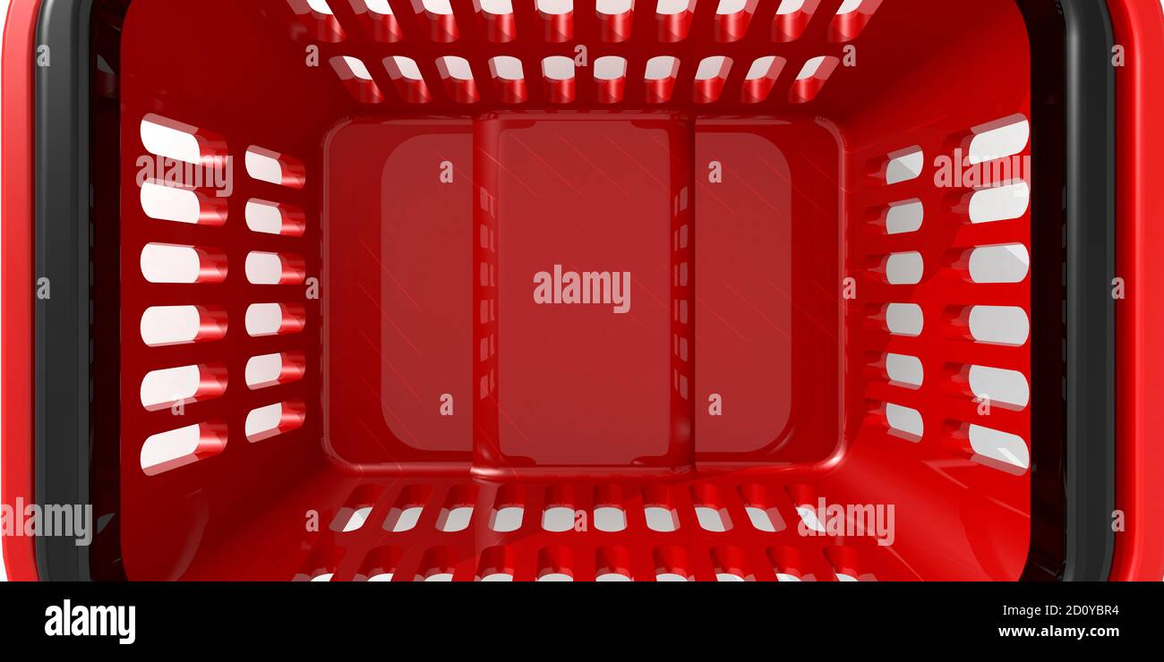 Inside of red shopping basket, 3D rendering Stock Photo - Alamy