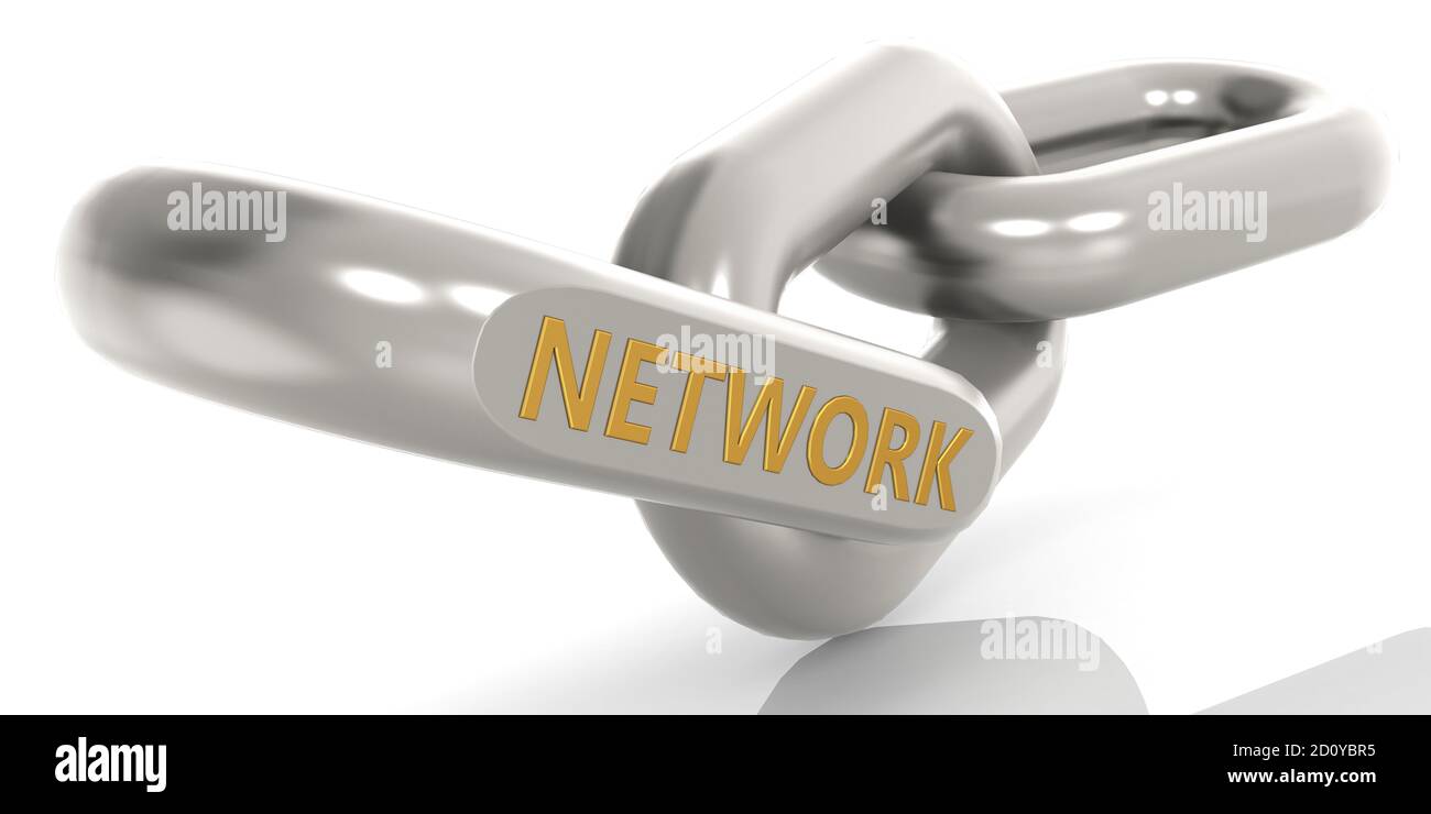 Metal chain with network word, 3D rendering Stock Photo - Alamy