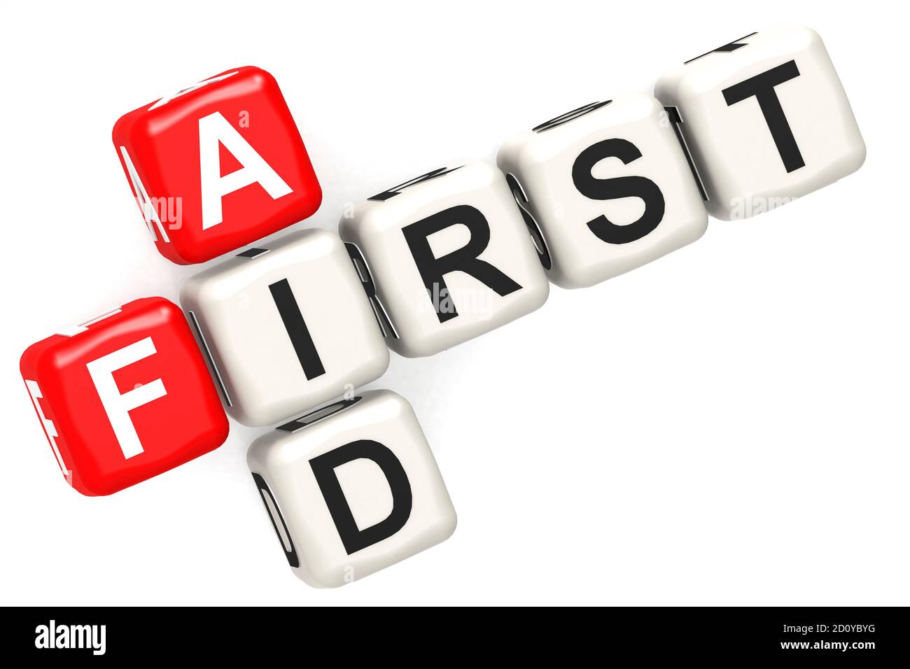 First aid cube crossword on white background, 3D rendering Stock Photo ...