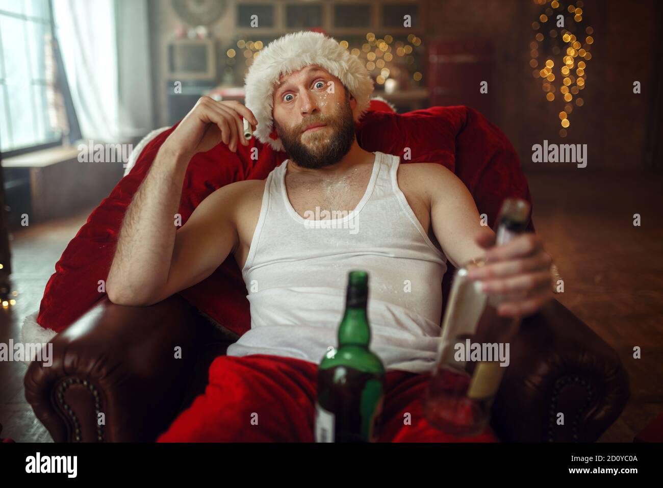 Bad Santa celebrate christmas, drugs and alcohol Stock Photo - Alamy