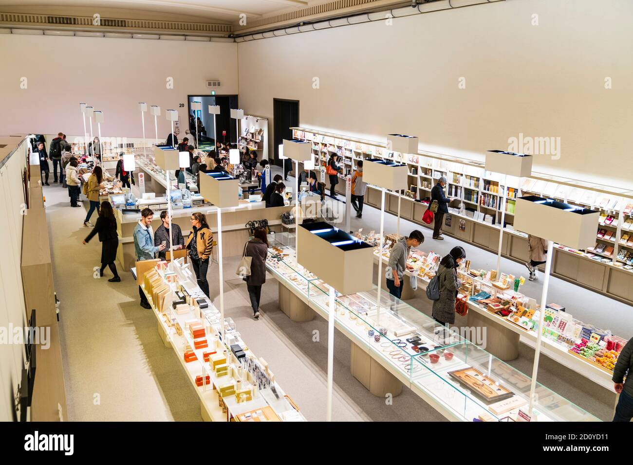 Interior of the shop at the Tokyo National Museum. People looking at ...