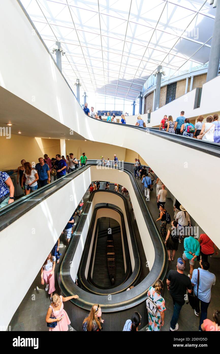 The modern new oval ramp at the entrance to the vatican museum crowded ...
