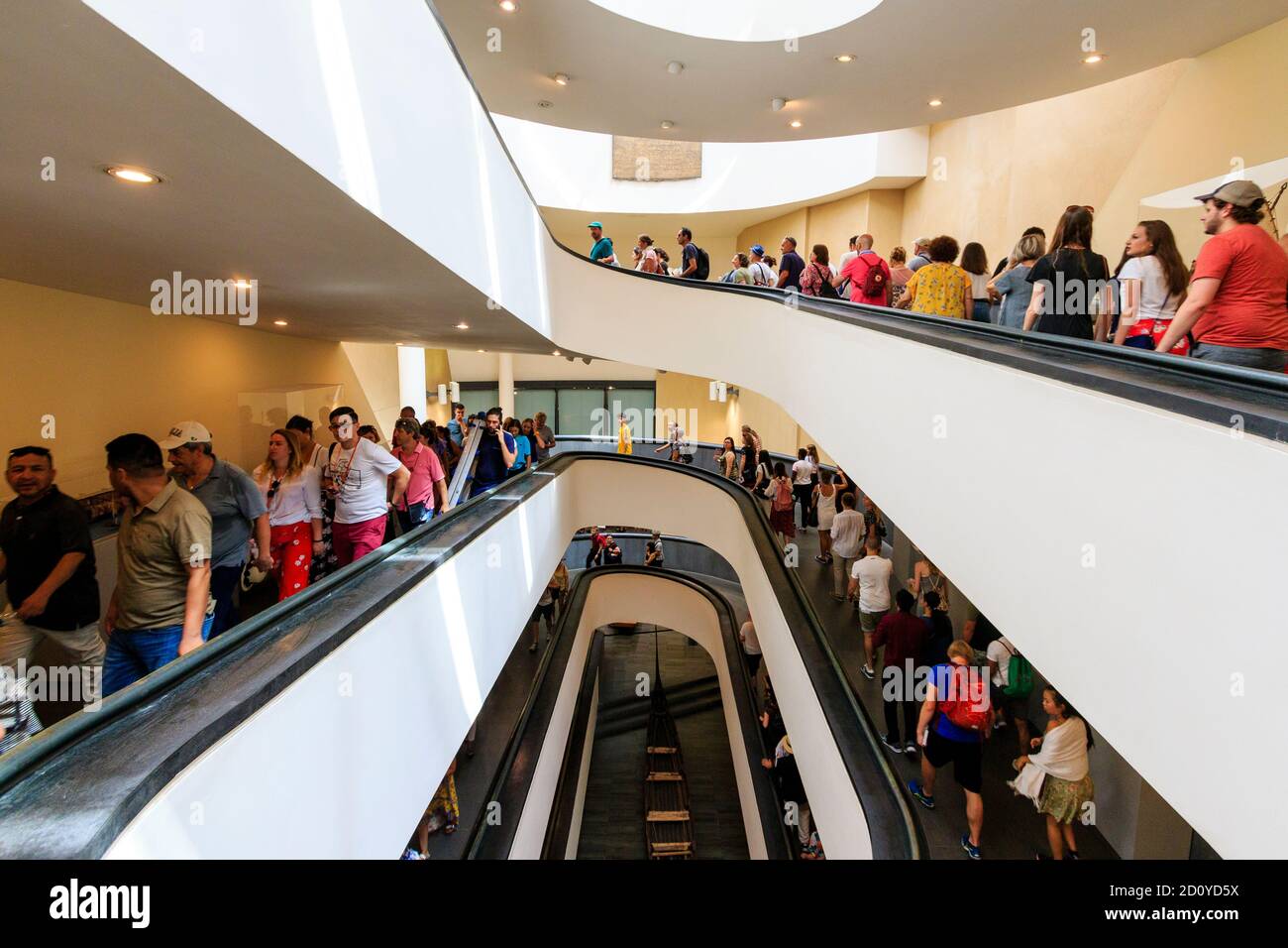 The modern new oval ramp at the entrance to the vatican museum crowded ...