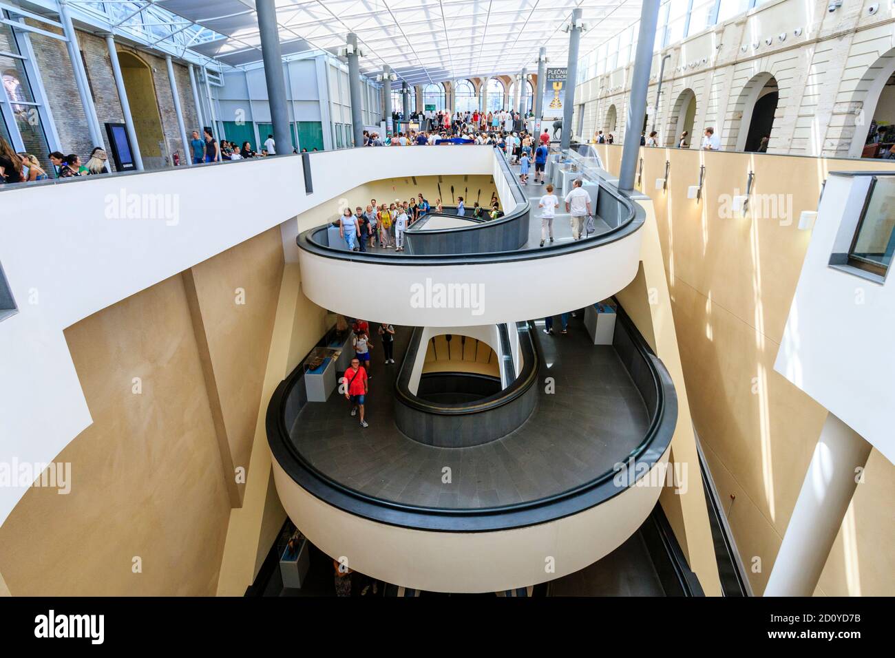 The modern new oval ramp at the entrance to the vatican museum crowded ...