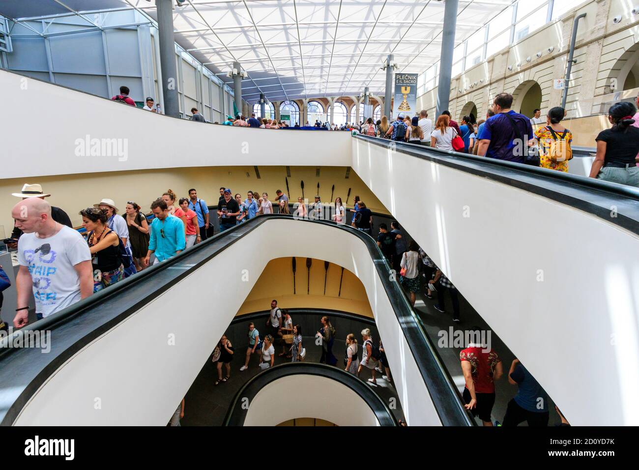 The modern new oval ramp at the entrance to the vatican museum crowded ...