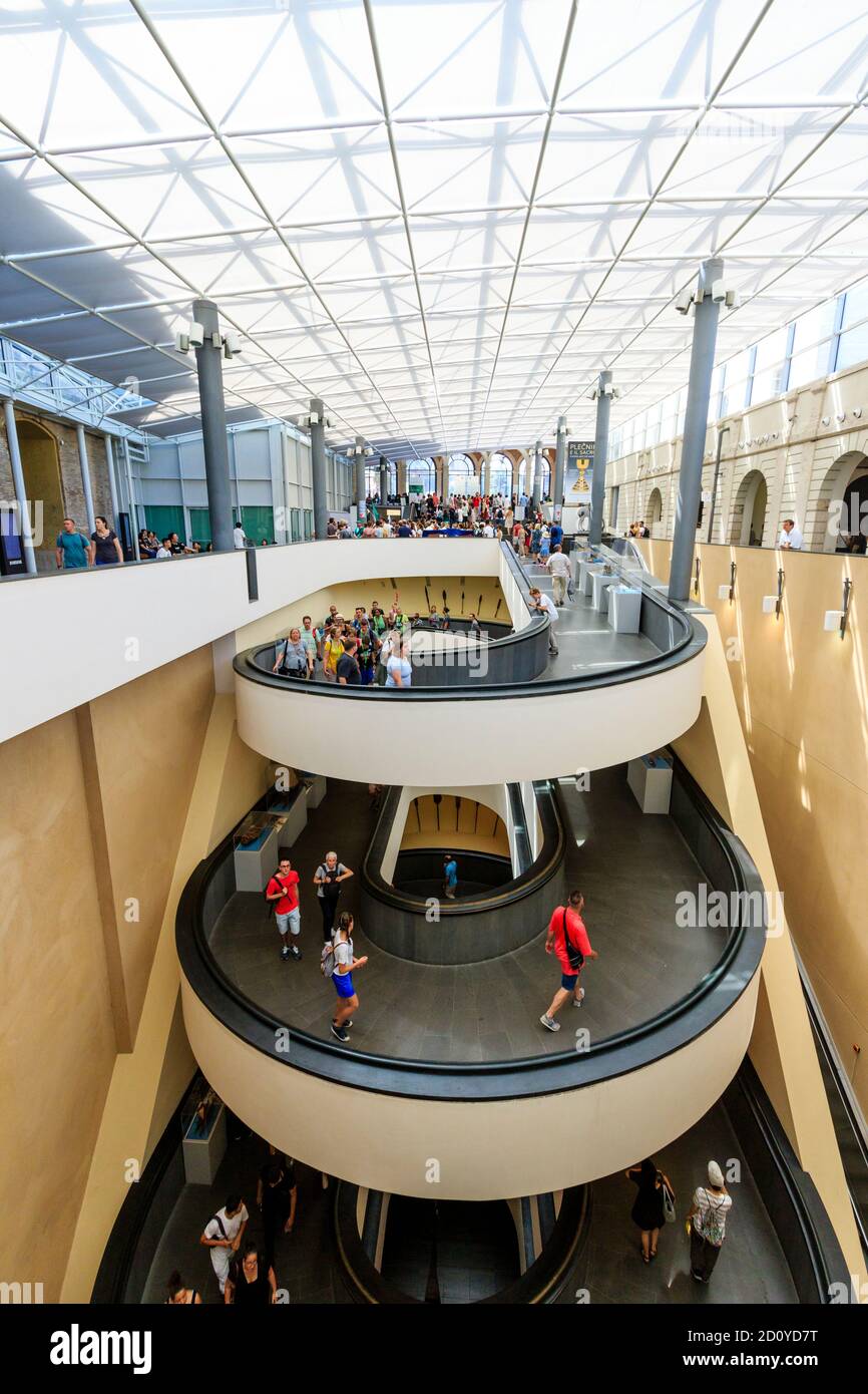 The modern new oval ramp at the entrance to the vatican museum crowded ...
