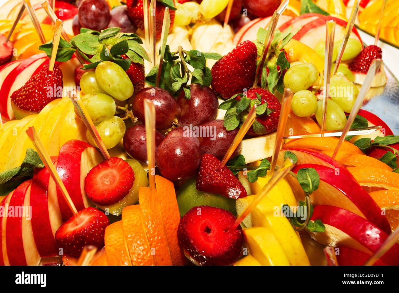 Authentic buffet, assorted fresh fruits, berries and citrus fruits ...