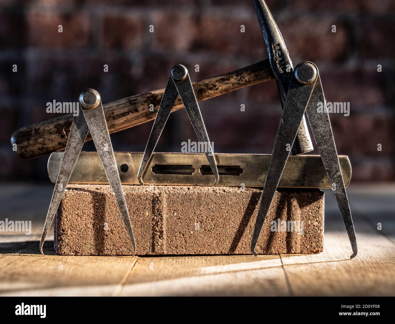 Set of three engineers odd leg callipers antique cobblers hammer on ...