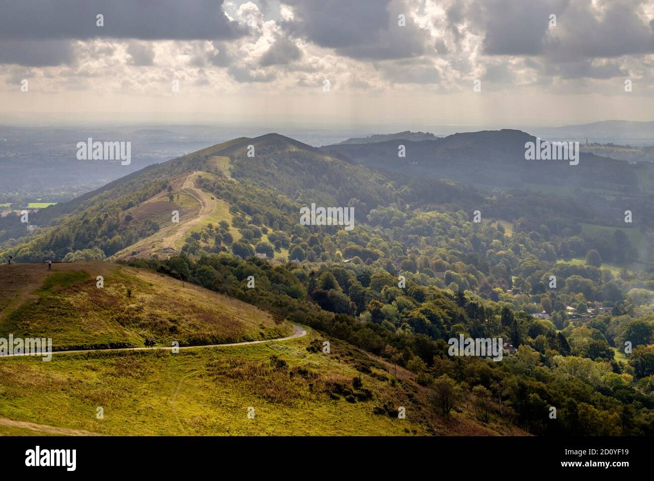 Malvern Hills Worcester Beacon and Summer Hill from Sugarloaf Hill an ...