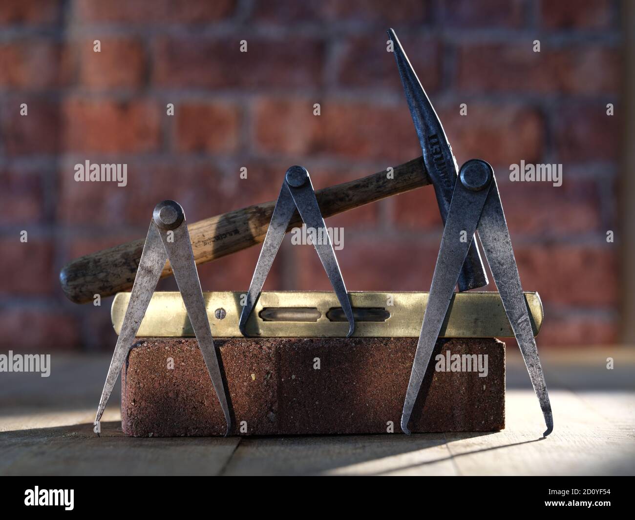 Set of three engineers odd leg callipers antique cobblers hammer on ...