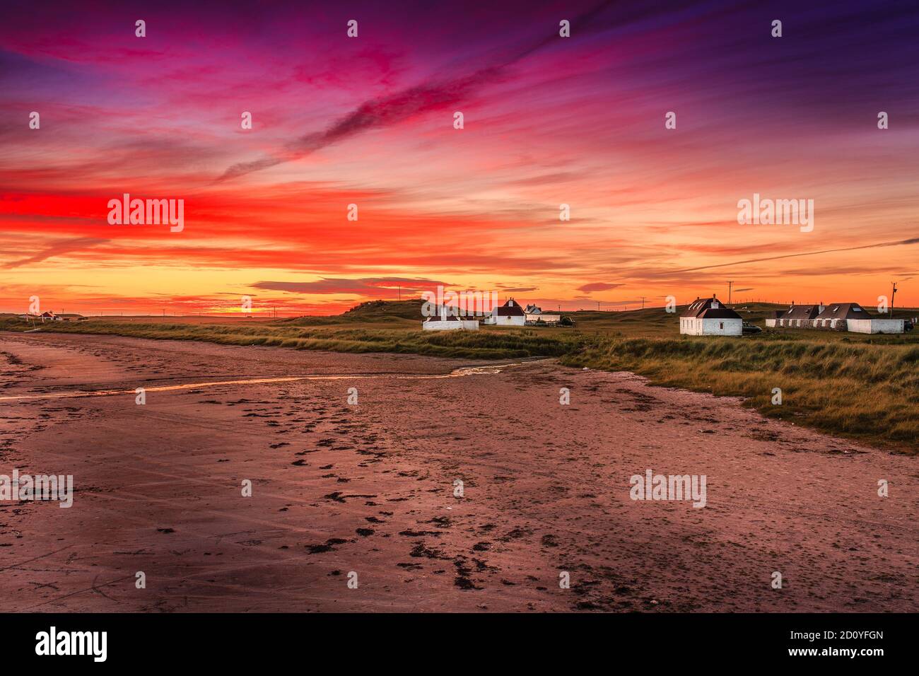 Traditional Tiree Houses after Sunset Stock Photo - Alamy