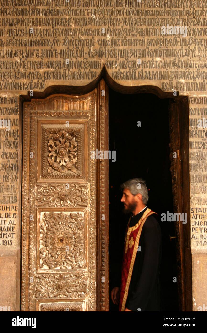 Caldarusani Monastery, Romania. Beautifully carved wooden doors at the ...