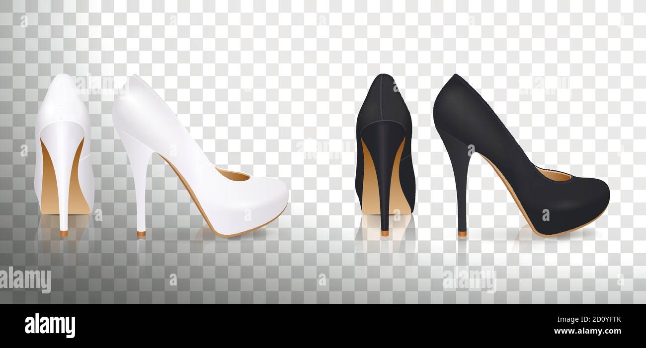 High-heeled shoes in white and black on a transparent background Stock ...