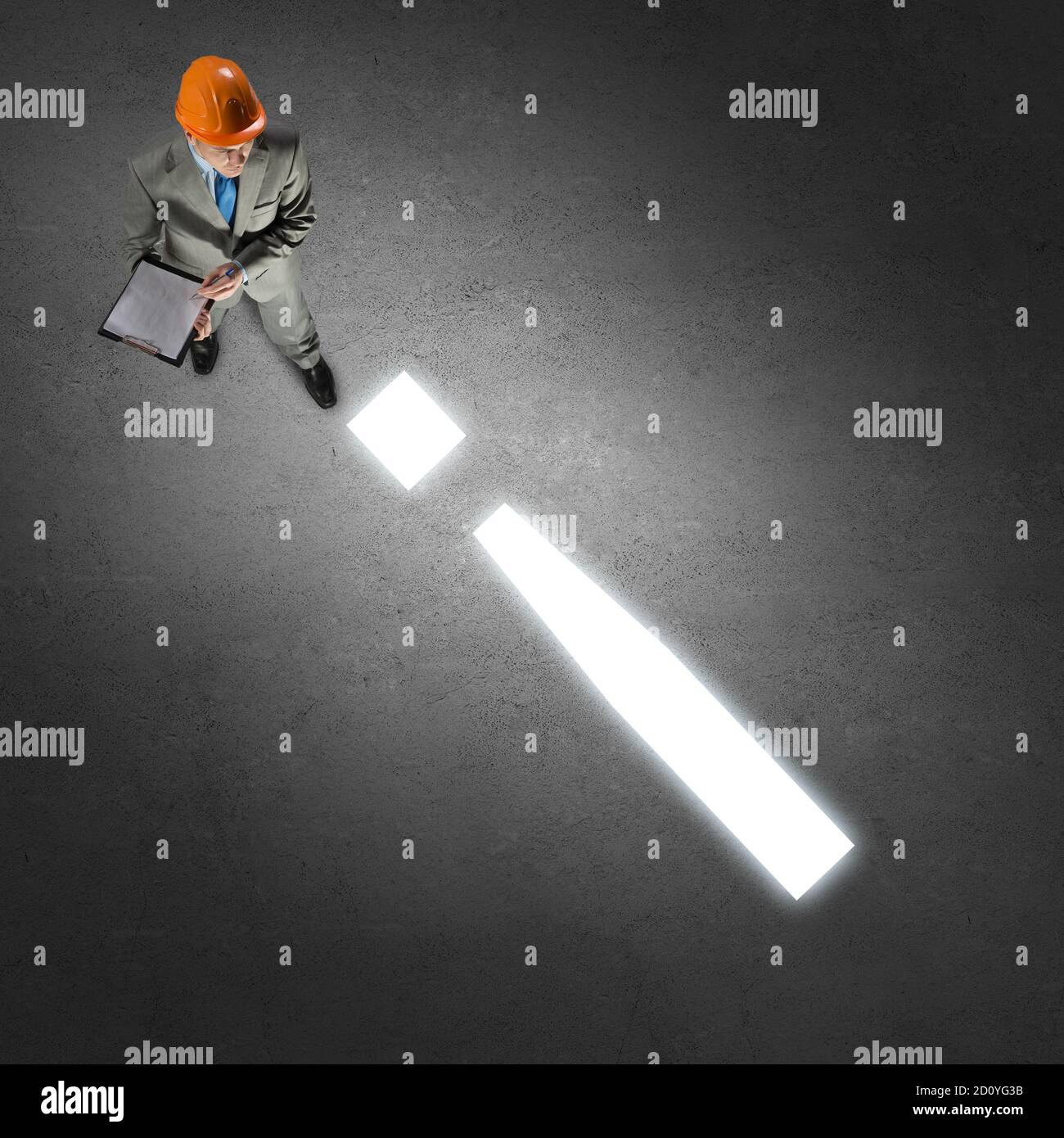 Construction man from top view Stock Photo - Alamy