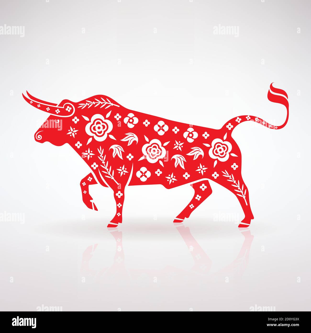 stylized bull symbol with a pattern on a light background Stock Vector ...