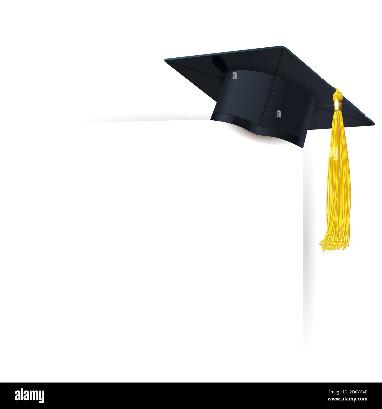 graduate cap with a yellow tassel and diploma on a white background ...