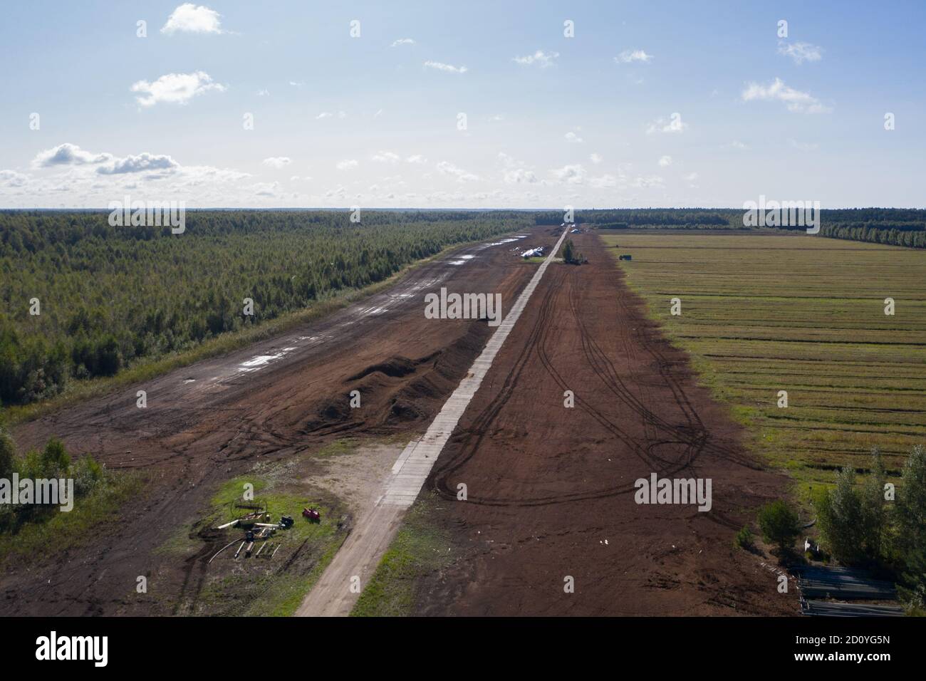 Aerial view of peat harvesting field. Peat extraction Stock Photo - Alamy