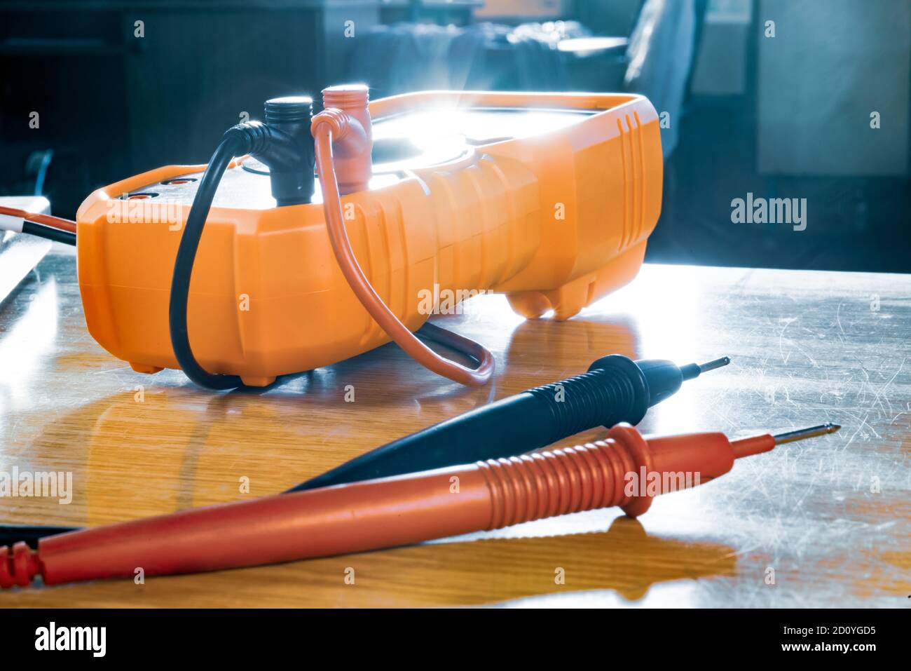 Close-up of digital multimeter on electronics circuit Stock Photo - Alamy