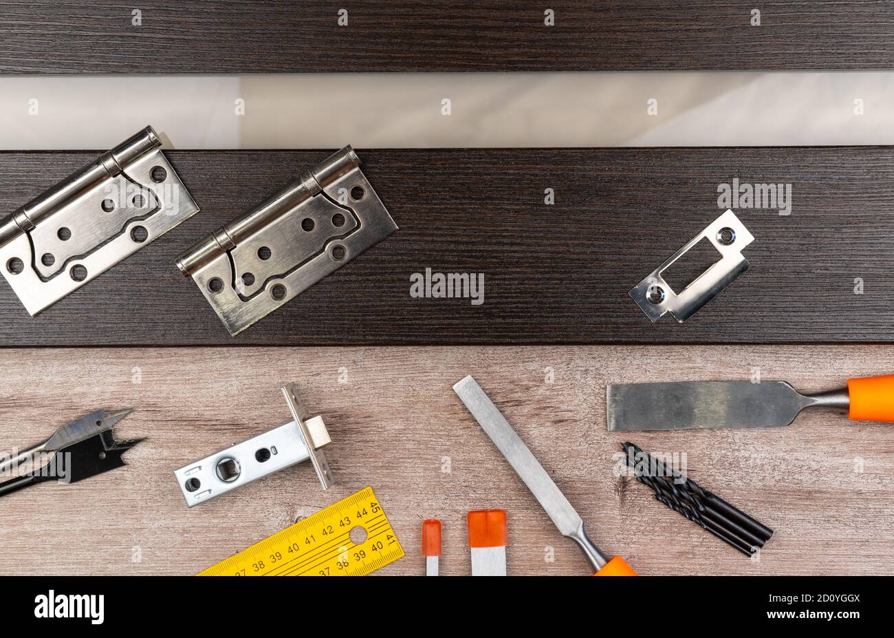 insert the lock into the interior door. joinery. tools and materials ...