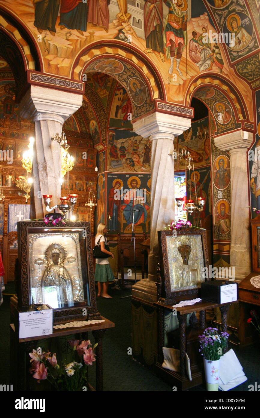 Bucharest, Romania.Interior of the 18th century Christian Orthodox Saint Spyridon church Stock ...
