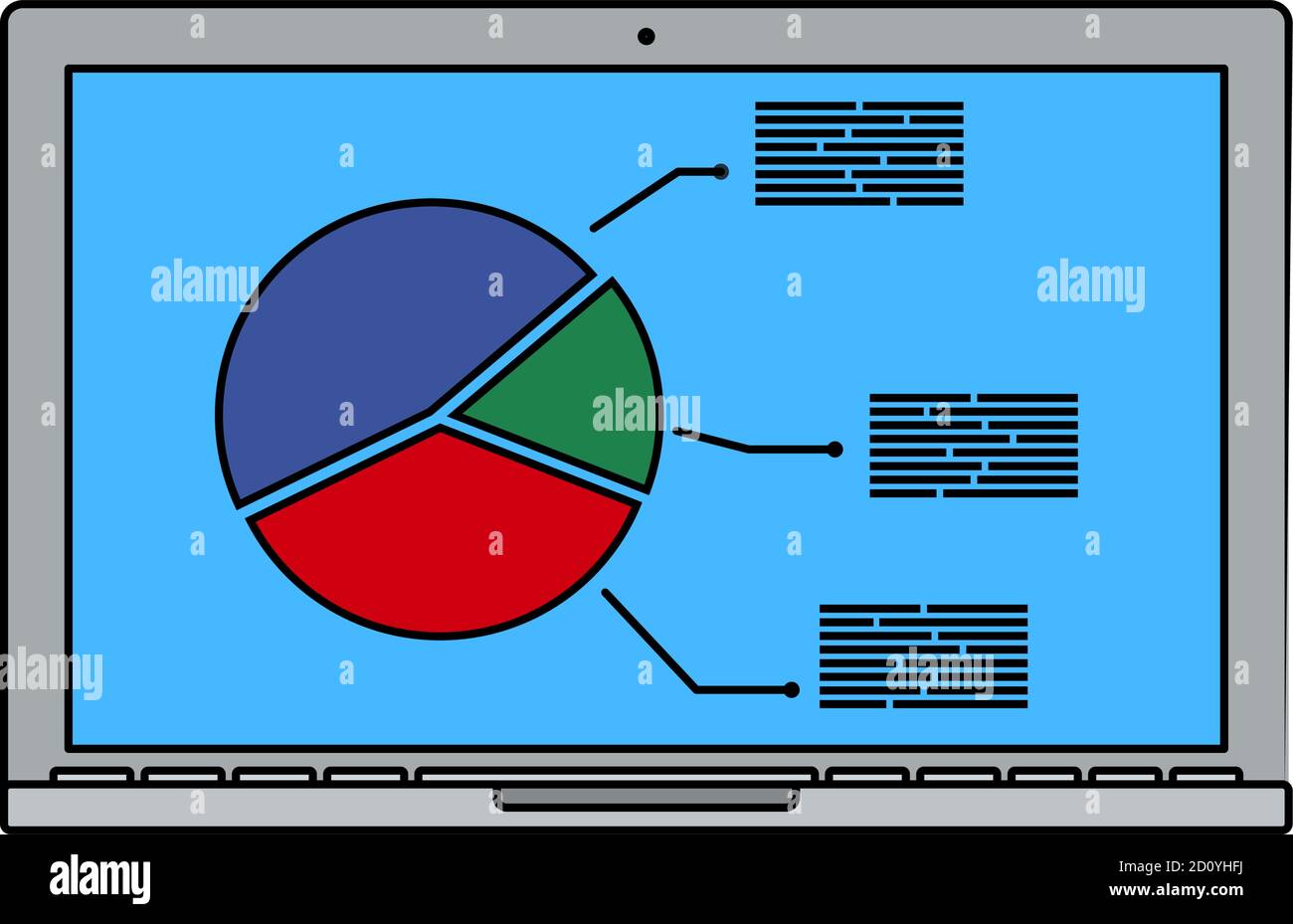 Laptop With Analytics Diagram Icon. Editable Outline With Color Fill ...