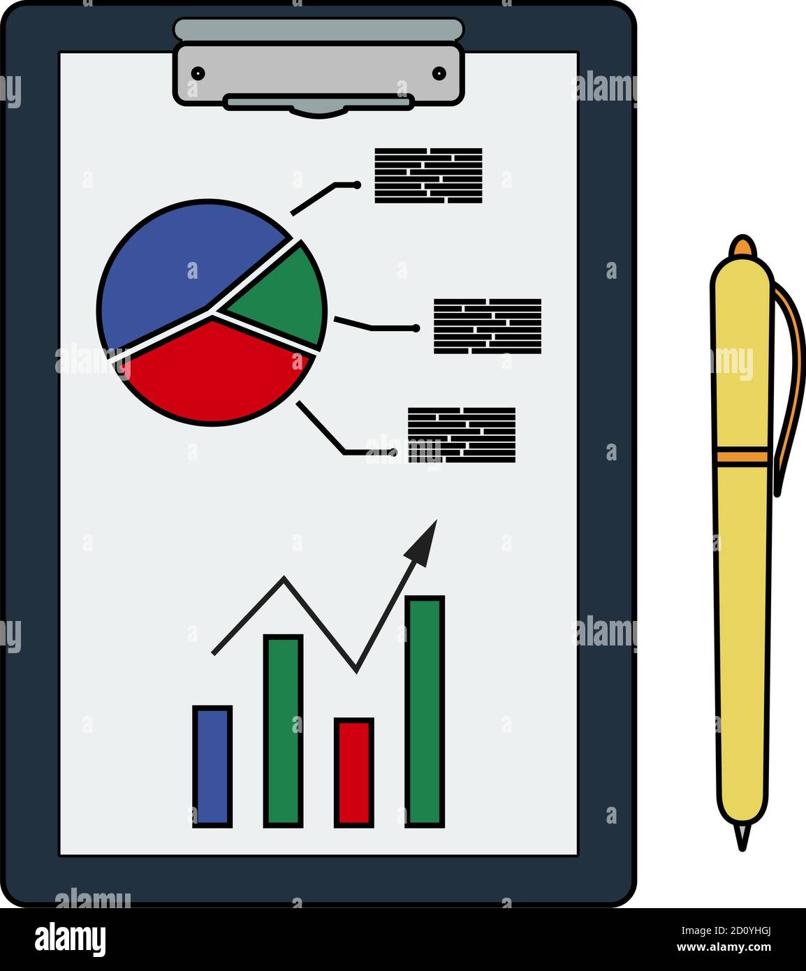 Writing Tablet With Analytics Chart Icon. Editable Outline With Color ...