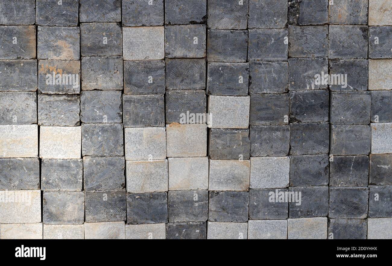 Background of gray building stone blocks. Many building blocks on a ...