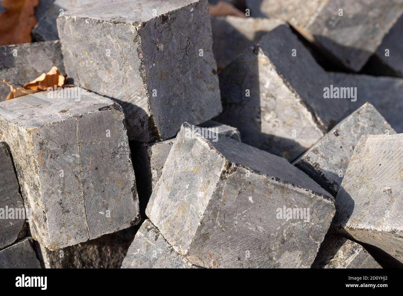 Background of gray building stone blocks. Many building blocks on a ...