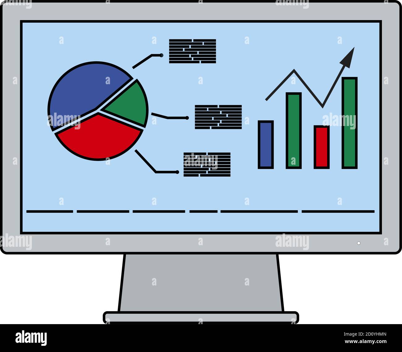 Monitor With Analytics Diagram Icon. Editable Outline With Color Fill ...