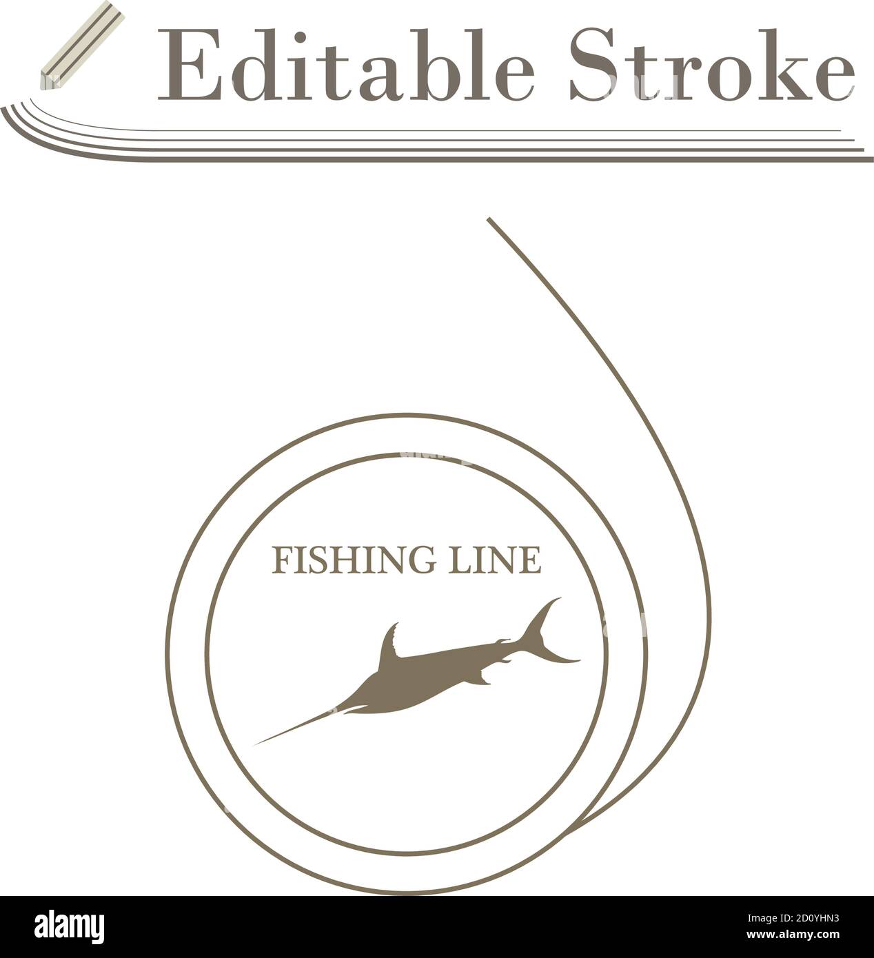 Icon Of Fishing Line. Editable Stroke Simple Design. Vector ...